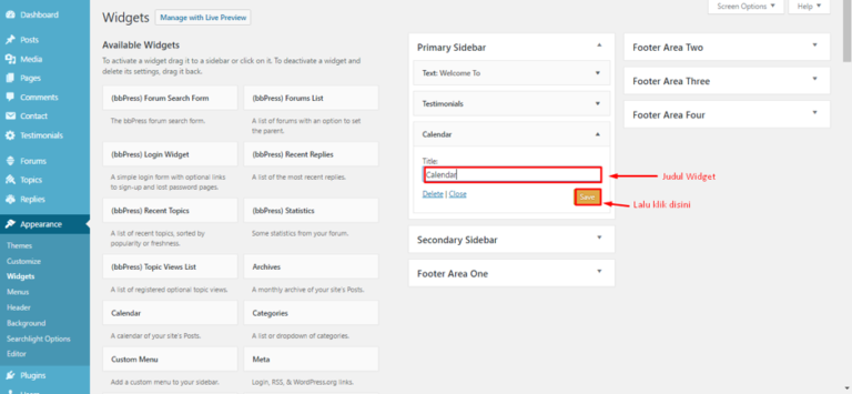 Cara Menambahkan Widget di Wordpress - IDCloudHost