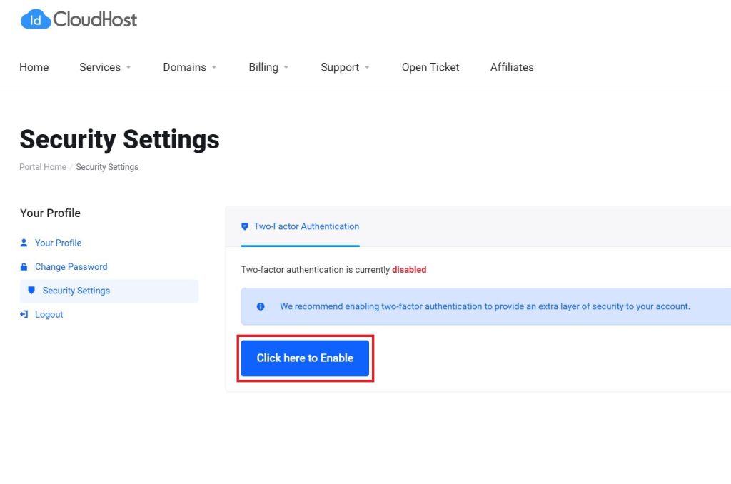 Verifikasi 2 Langkah pada Akun IDCloudHost - IDCloudHost