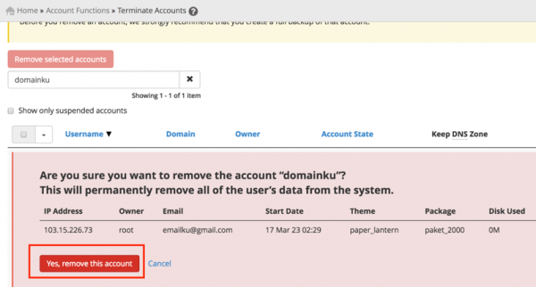Tutorial Cara Menghapus cPanel Account di WHM - IDCloudHost