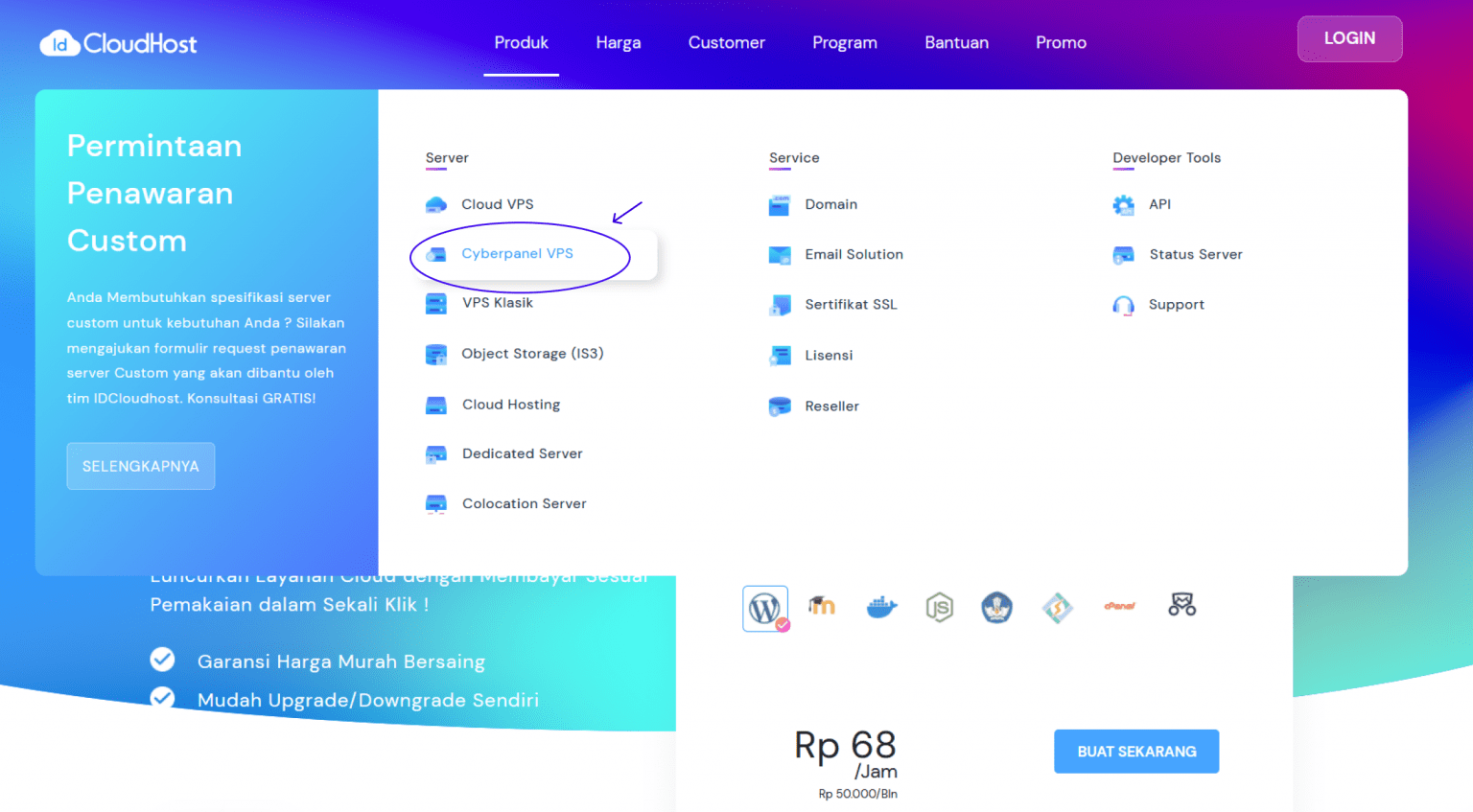 Panduan Cara Order Layanan Cyberpanel VPS IDCloudHost