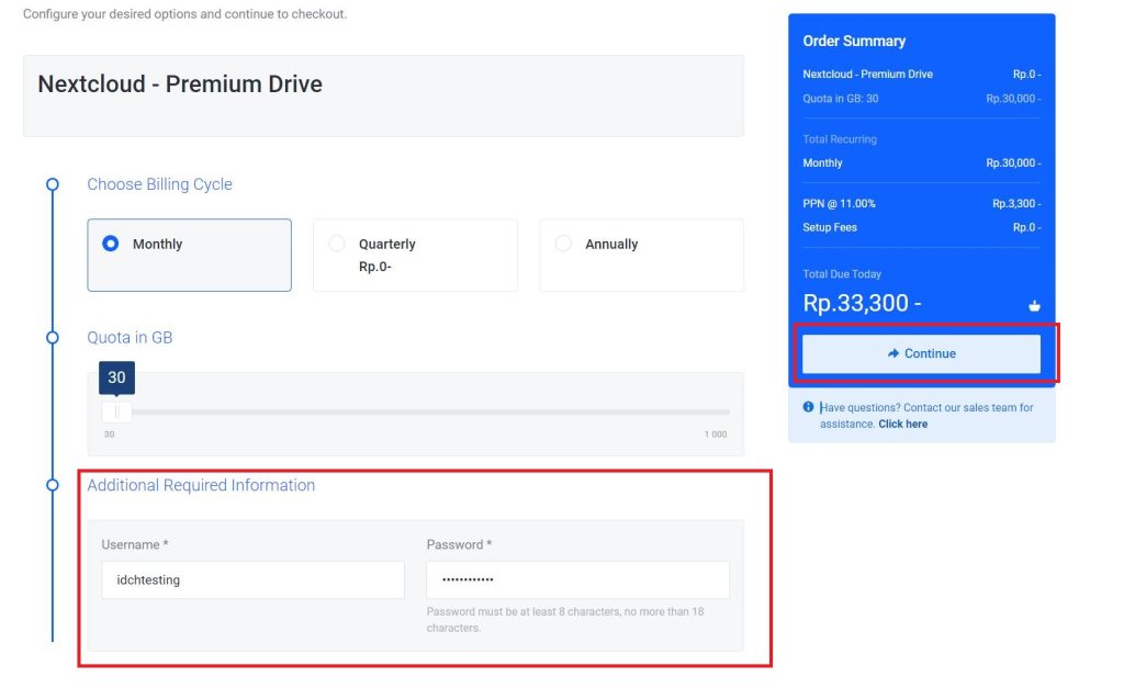Cara Order Nextcloud Premium (Cloud Storage) - IDCloudHost