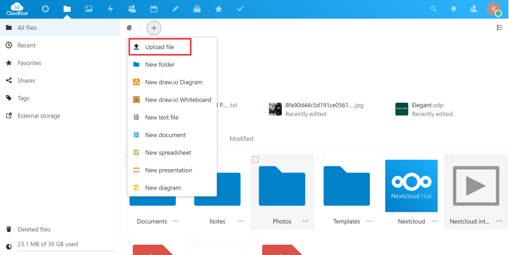 Cara Upload File di Nextcloud (Cloud Storage) - IDCloudHost