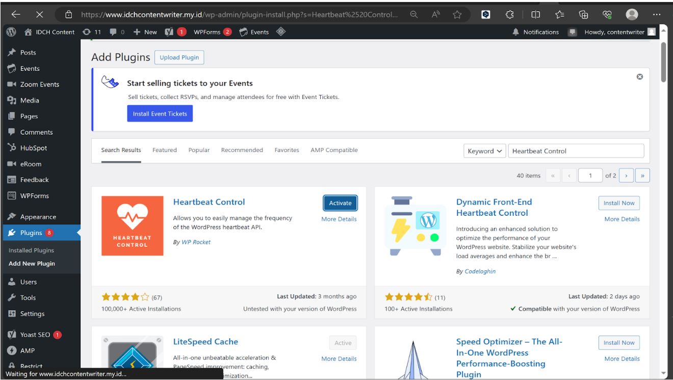 Optimasi Kecepatan WordPress dengan Plugin Heartbeat Control - IDCloudHost