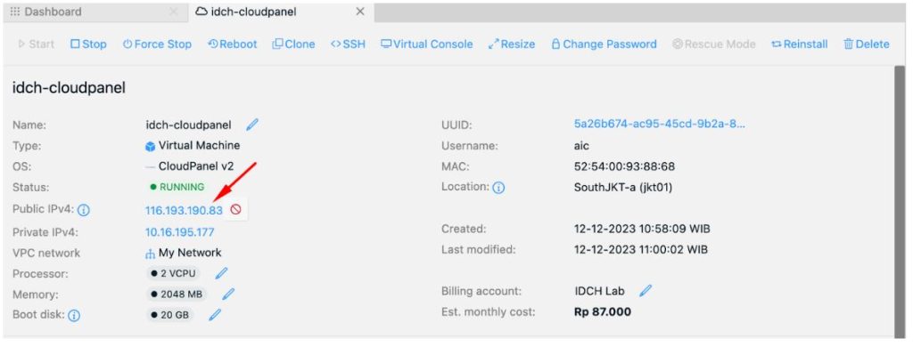 Panduan Install CloudPanel di Cloud VPS IDCloudHost - IDCloudHost